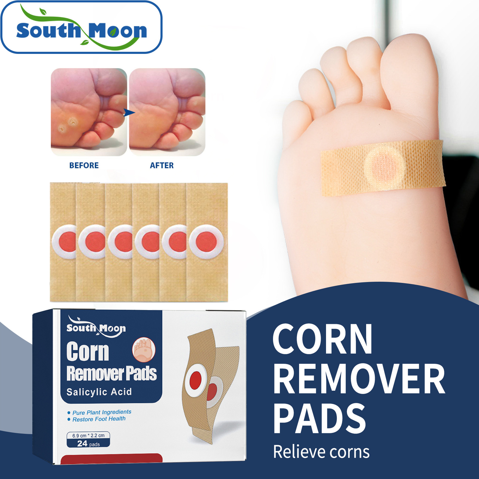 South Moon Medicated Wart Corn Remover - 24 Patches for Hand Foot ...