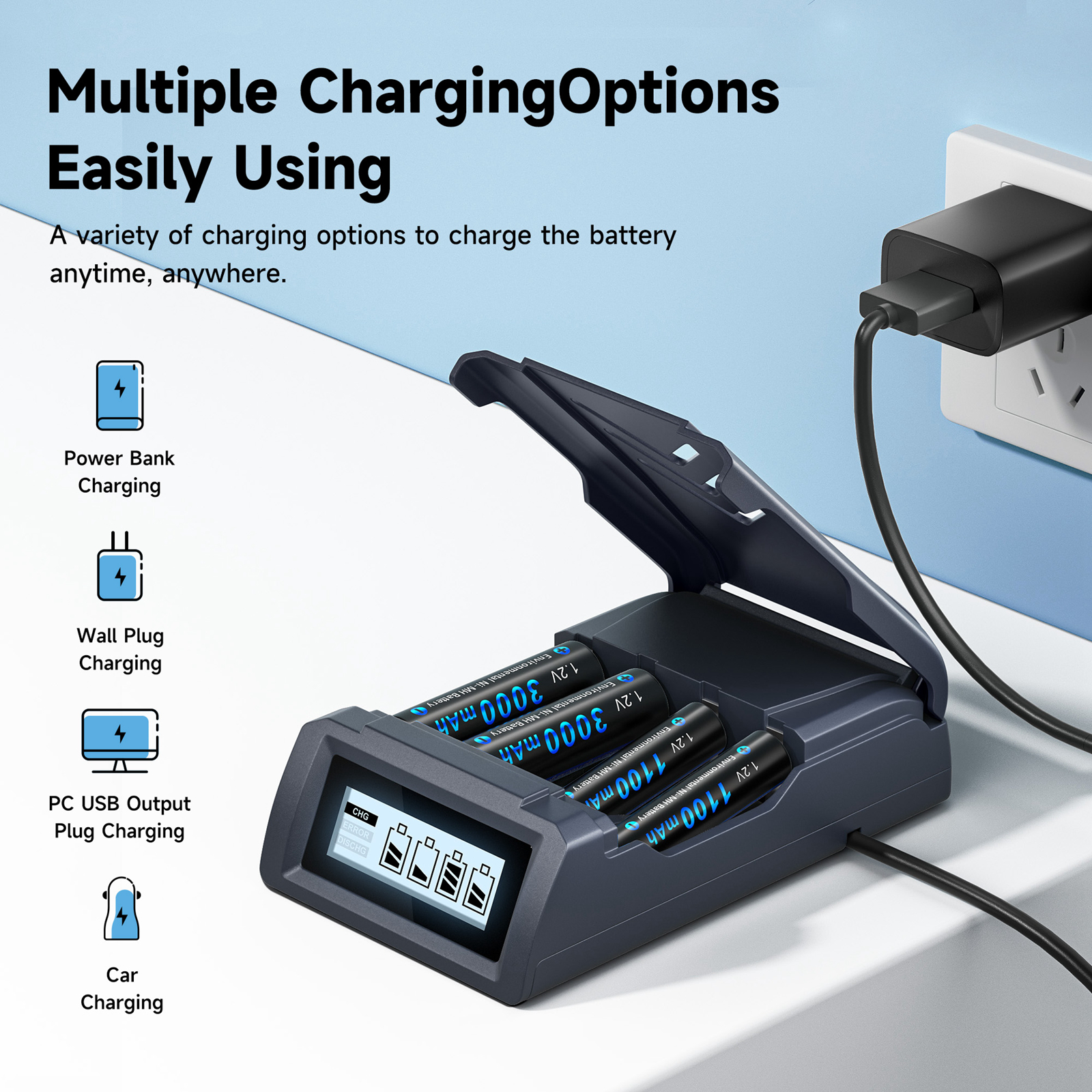 Cityork New Upgrade Universal Battery Charger For 1.5V & 1.2V AA & AAA ...