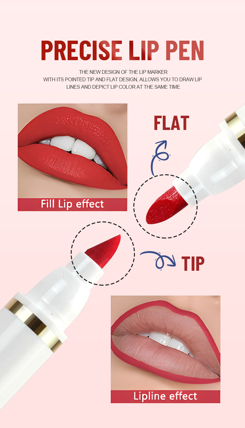 6-color Lipstick Pen Lip Liner Matte Non-Stick Cup Waterproof Non ...