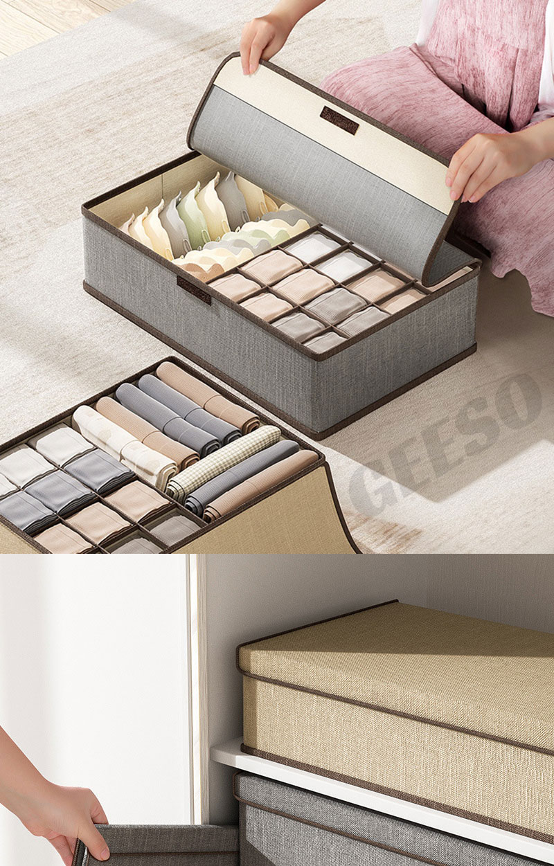 GEESO 17 Slot Foldable Panties Bra Socks Underwear Storage Box With ...