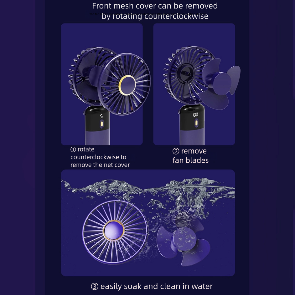 Kipas Mini Portable Fan Handheld fan Strong Wind 5 Speed Rechargeable ...