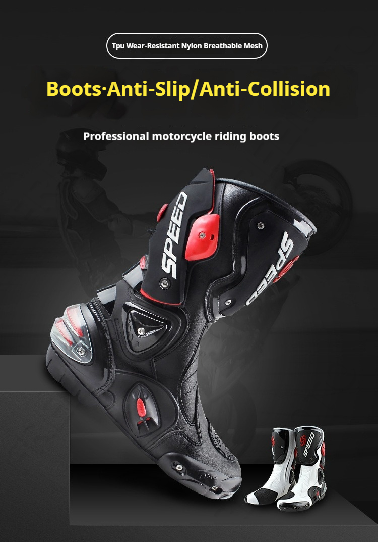 Riding Tribe High Tube Motorcycle Boots Microfiber Leather Motorcycle ...