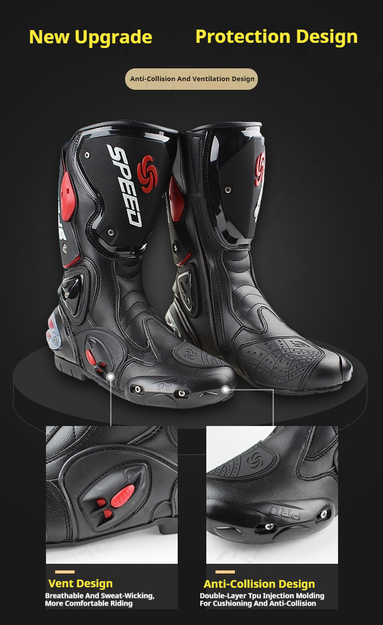 Riding Tribe High Tube Motorcycle Boots Microfiber Leather Motorcycle ...