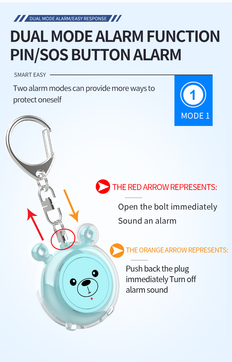 New Mini Smart Self-Defense Alarm Rechargeable Female Self-Defense Wolf-Proof Personal Alarm El ...
