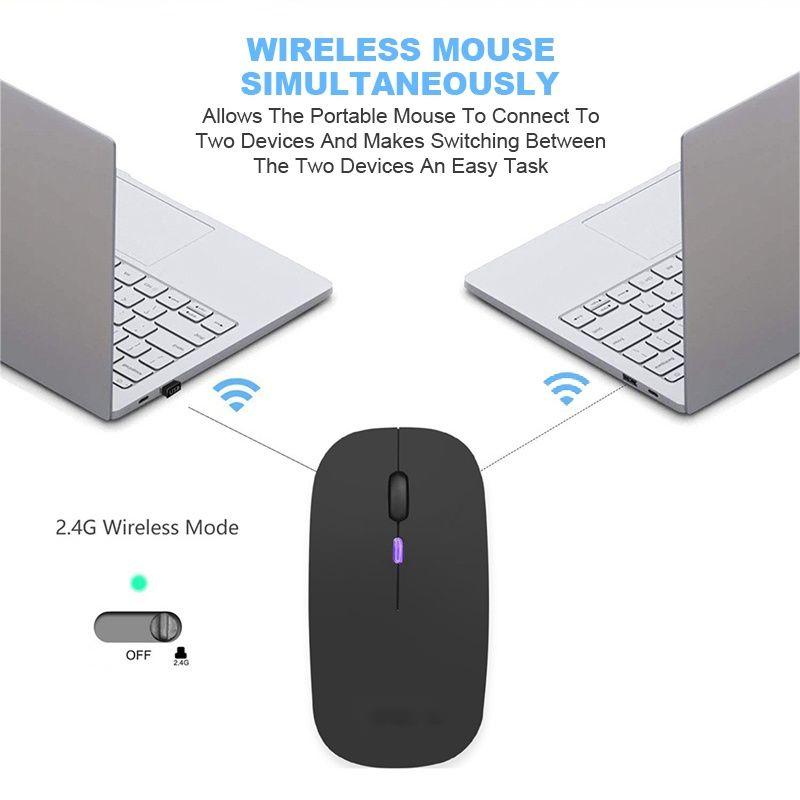 Bluetooth+2.4G+RGB Light Wireless Mouse Rechargeable Mice Ultra-Thin ...