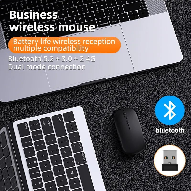 Bluetooth+2.4G+RGB Light Wireless Mouse Rechargeable Mice Ultra-Thin ...