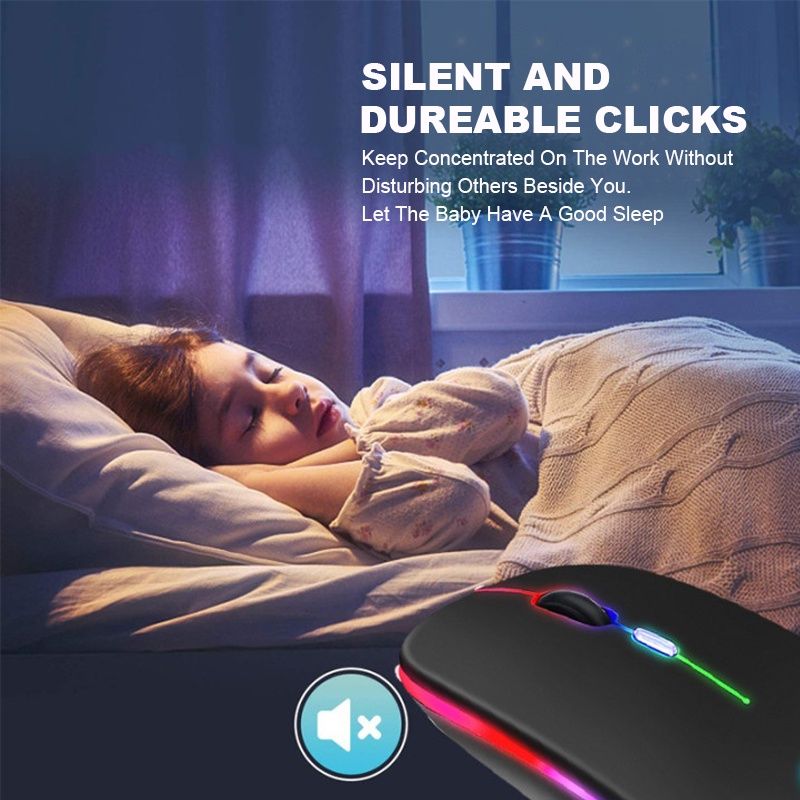 Bluetooth+2.4G+RGB Light Wireless Mouse Rechargeable Mice Ultra-Thin ...