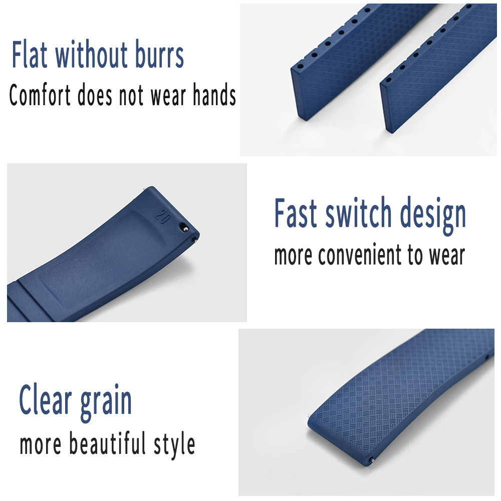 New Soft FKM Fluorous Rubber Strap CTS Design 20mm 22mm Qucik Release ...