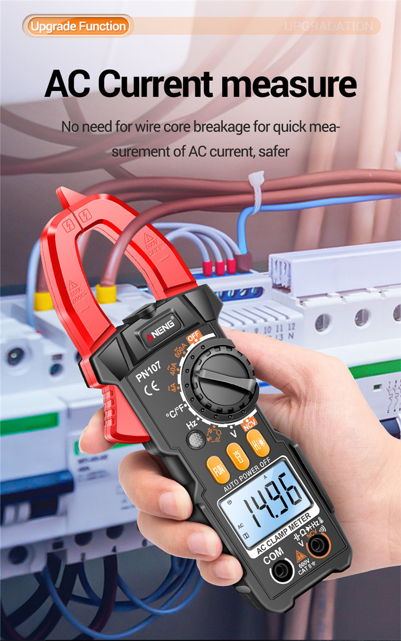 ANENG PN107 Digital Clamp Meter AC/DC Voltage Temperature Test ...