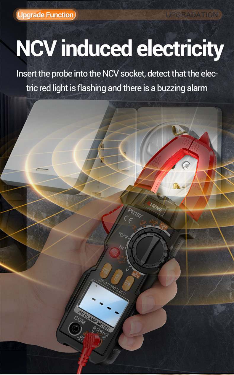 ANENG PN107 Digital Clamp Meter - AC/DC Voltage, Temperature, True RMS ...