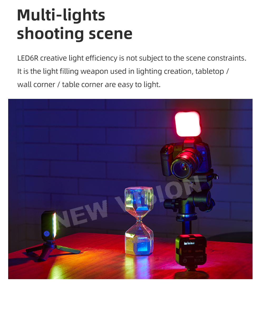 Godox LED 6R RGB LED Video Camera Light 13 FX Effects 1 for Vlog Video ...