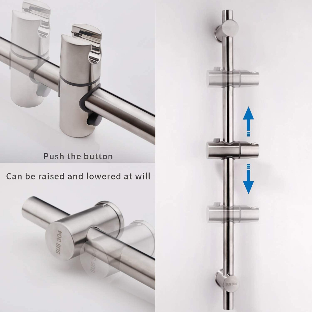 304 Stainless Shower Slide Bar Adjustable Shower Head Holder Shower ...