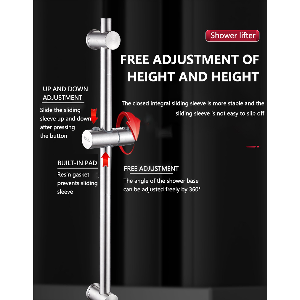 304 Stainless Shower Slide Bar Adjustable Shower Head Holder Shower ...