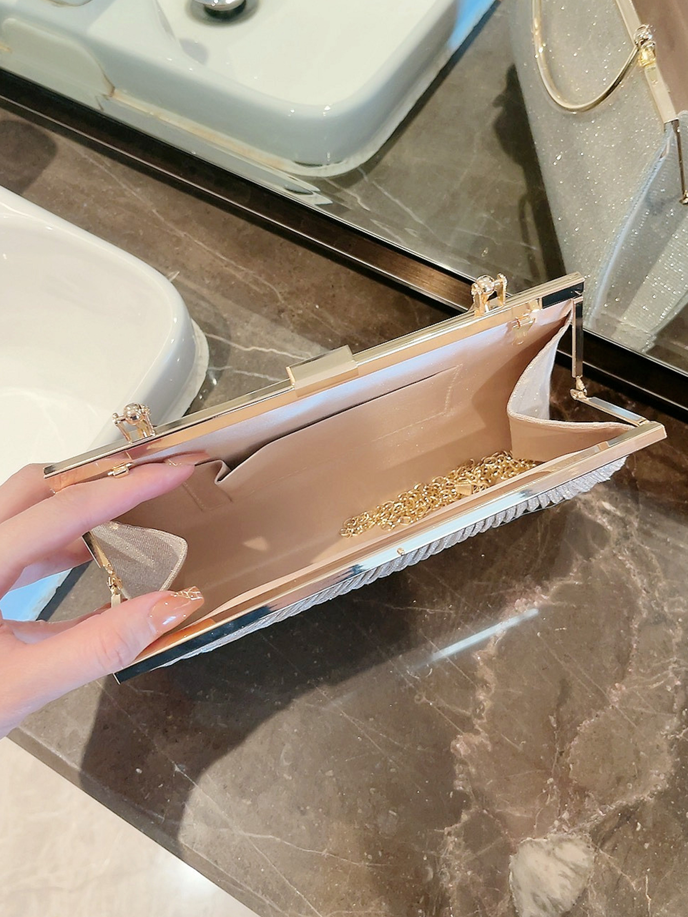 Dinner Handbag Banquet Bag with Diamond Shiny Small Square Bag Party ...