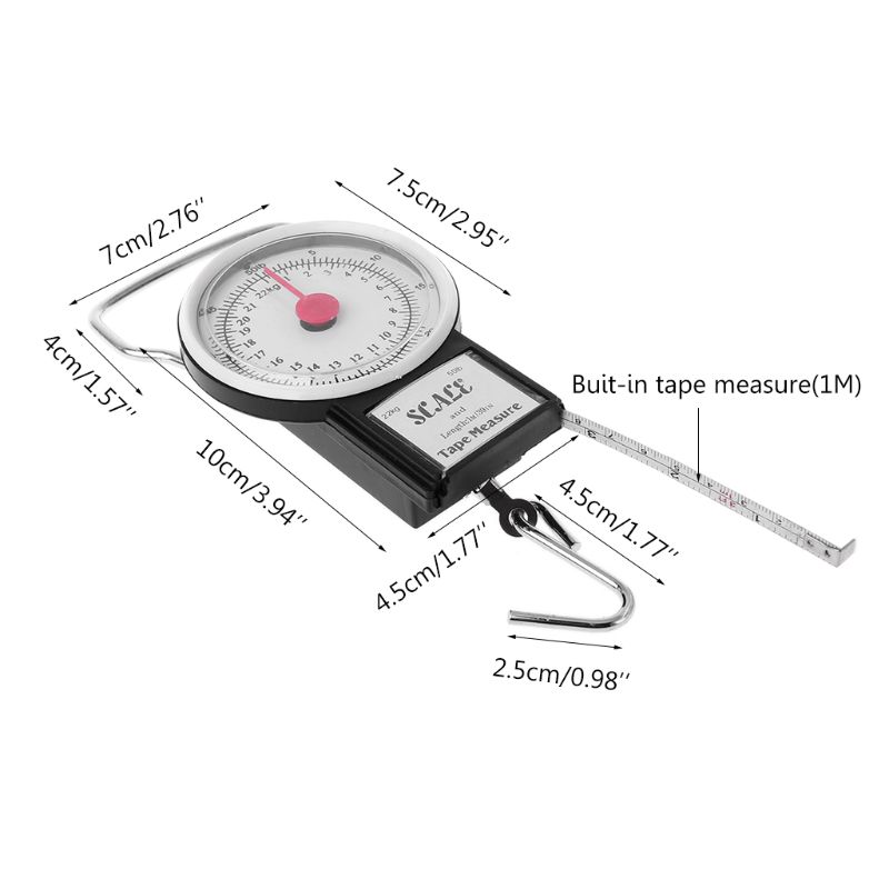 50LB Portable Mechanical Dial Scale Hanging/Fish/Luggage/Kitchen Scale ...