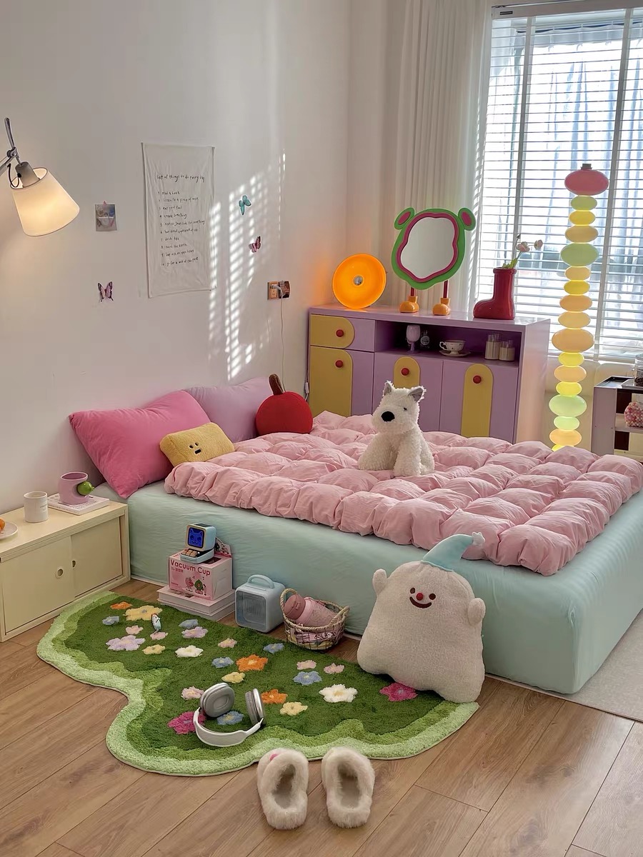 Karpet bilik tidur INS style garden green space plant three-dimensional ...