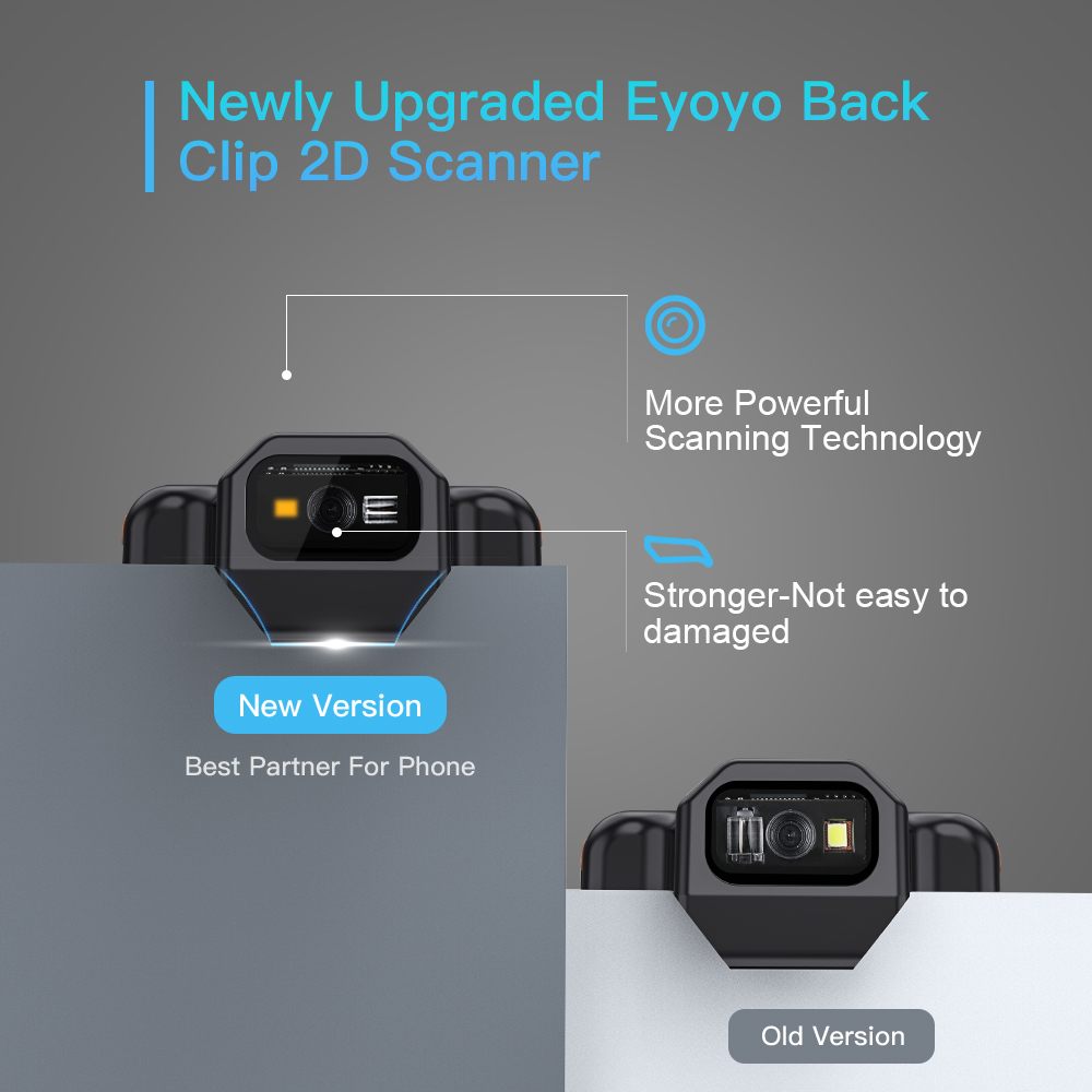 Eyoyo 1D 2D Wireless Barcode Scanner Via Bluetooth Portable Phone Back ...
