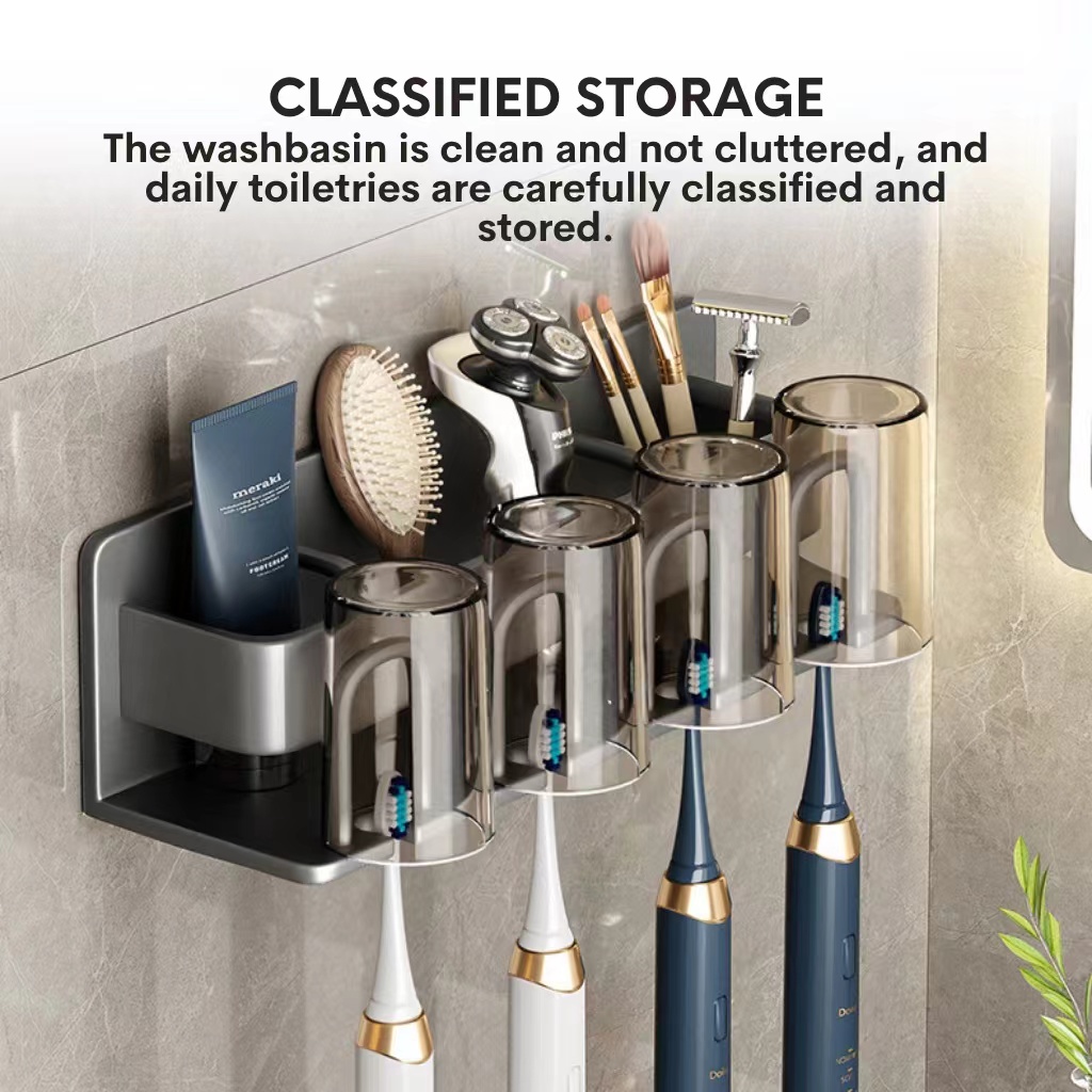 Actver Toothbrush Holder Wall Bathroom Rack Shelf Organizer Toothbrush ...