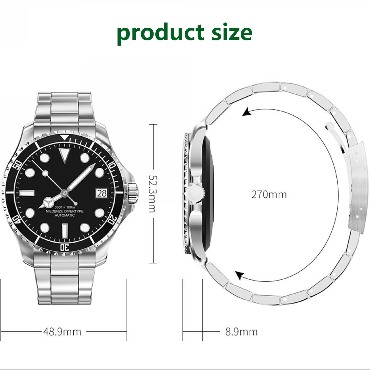 Smart Watch Stainless Steel Amoled Touch Screen Smartwatch Waterproof ...