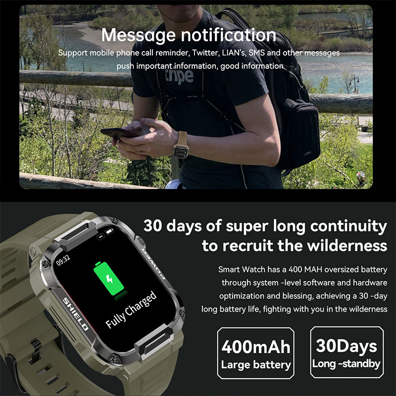 Military Smart Watch 3ATM Rugged Three Defenses Smartwatch Men Women ...