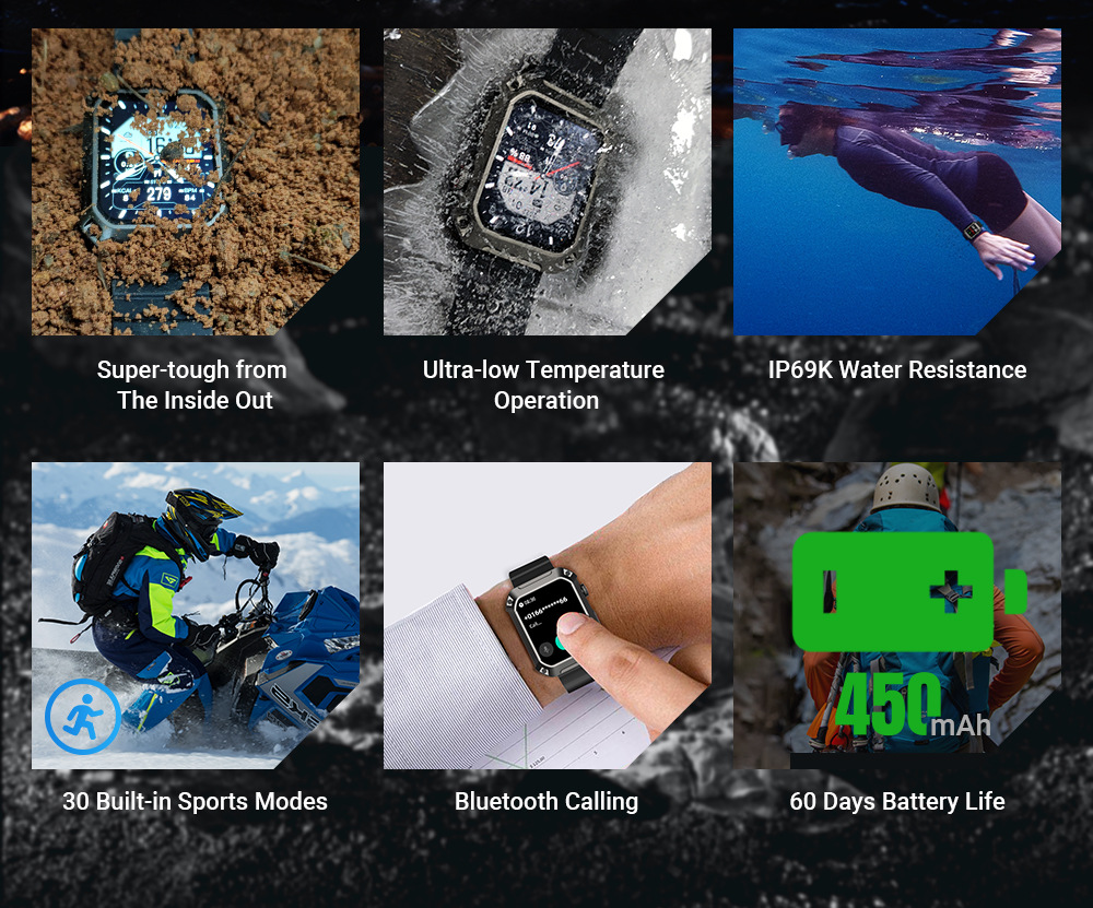 New Military Smart Watch IP69K Waterproof 3ATM Rugged Three Defenses ...