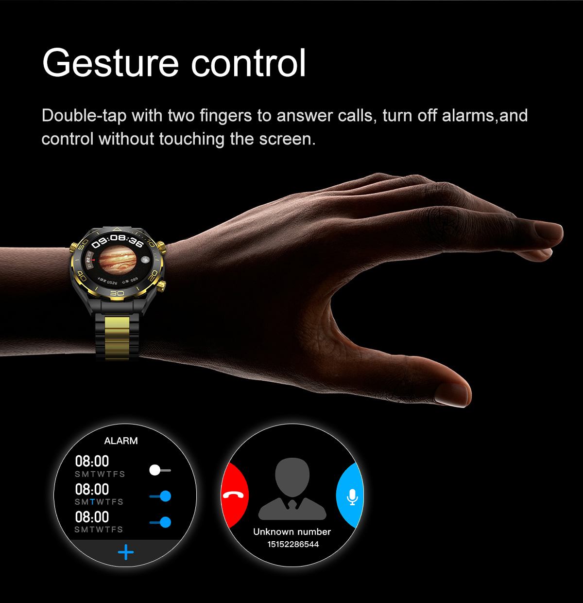 Smart Watch AMOLED large screen gesture BT call heart rate Men Watchki ...