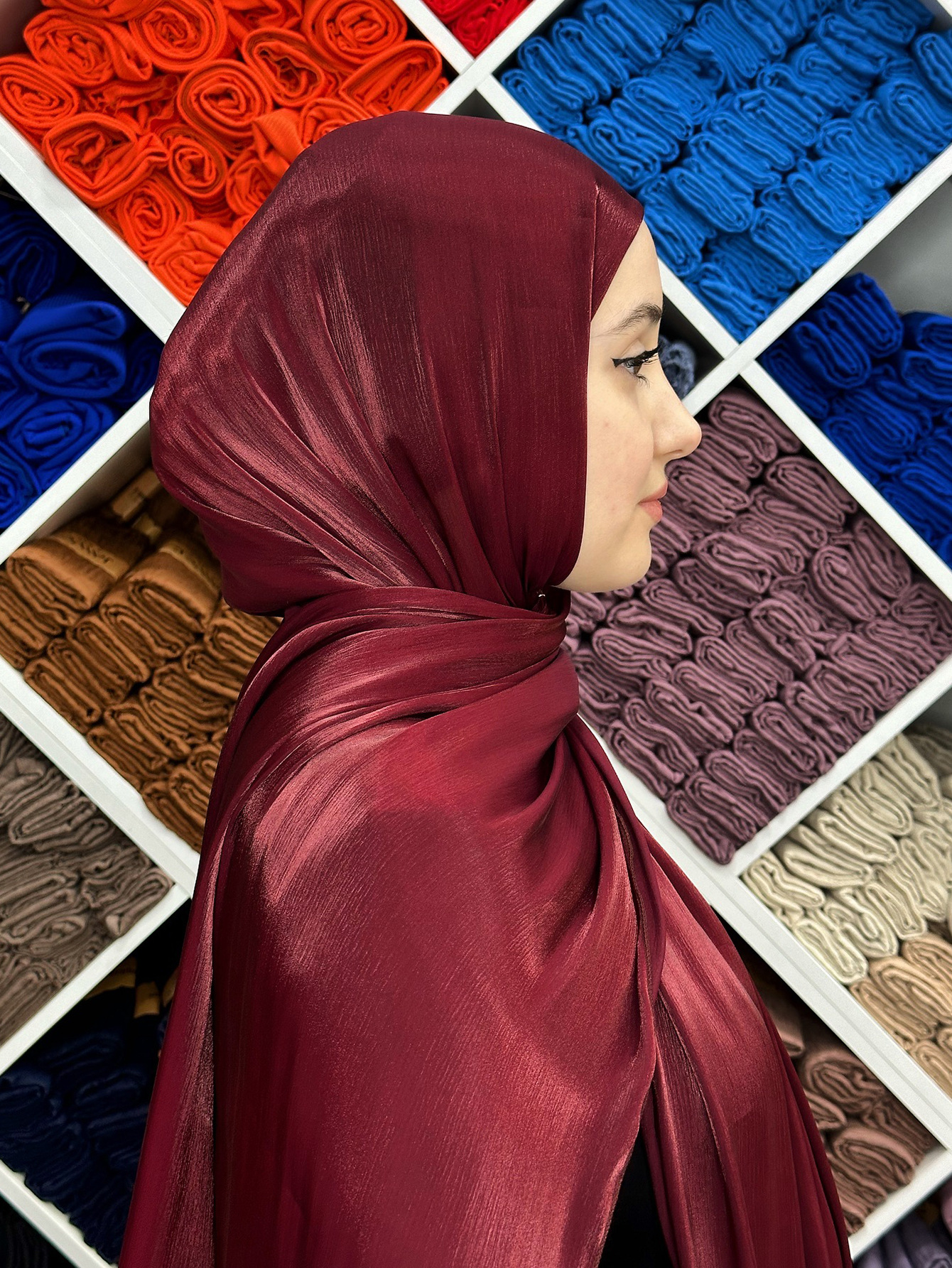 【Ready Stock】Tudung Shawl Shimmer Silk Viral Premium Shawl Plain ...