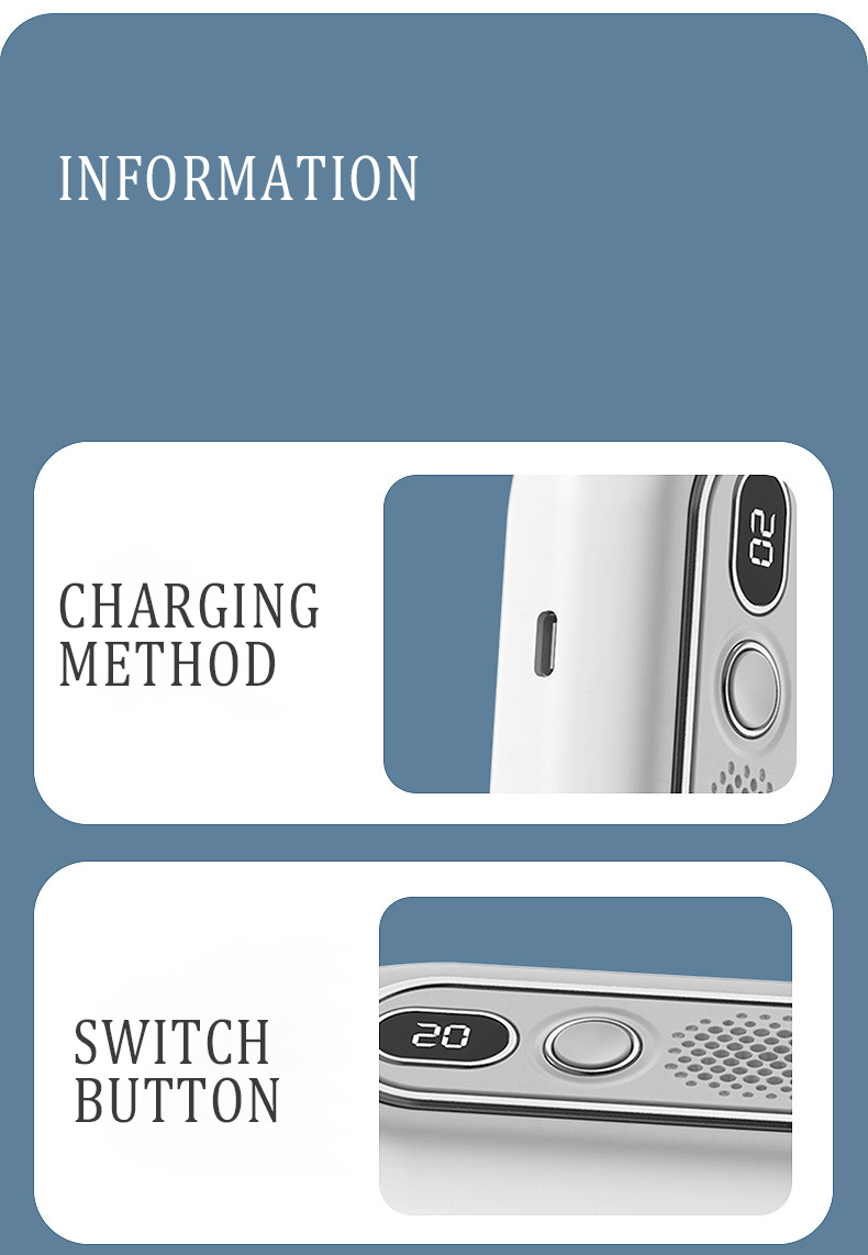 【REECHO OUTDOOR】Portable Hanging Neck Fan Hands Free Usb Rechargeable Leafless Office Fan 360 ...