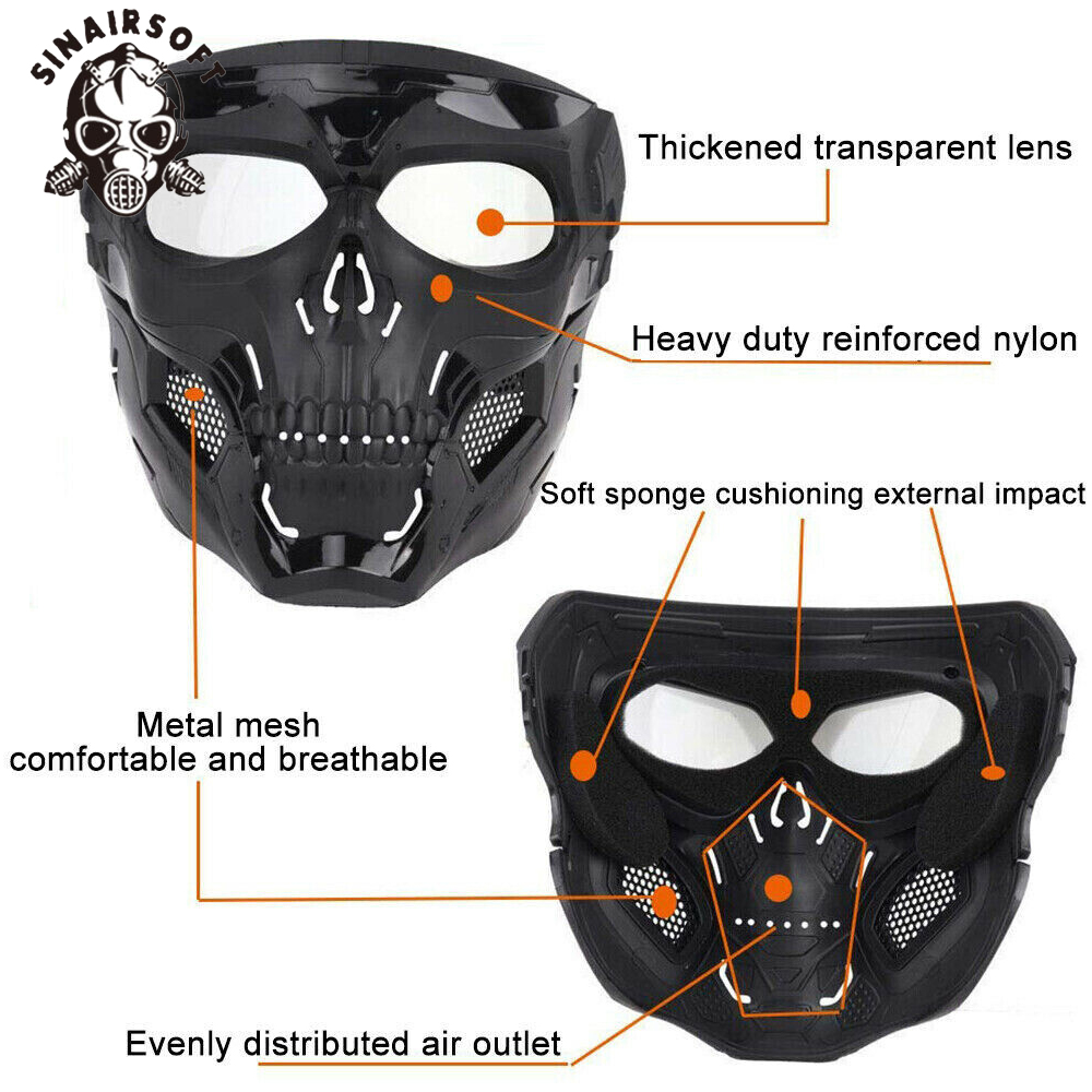 SINAIRSOFT Tactical Skeleton Full Face Mask Skull Masquerade Party ...