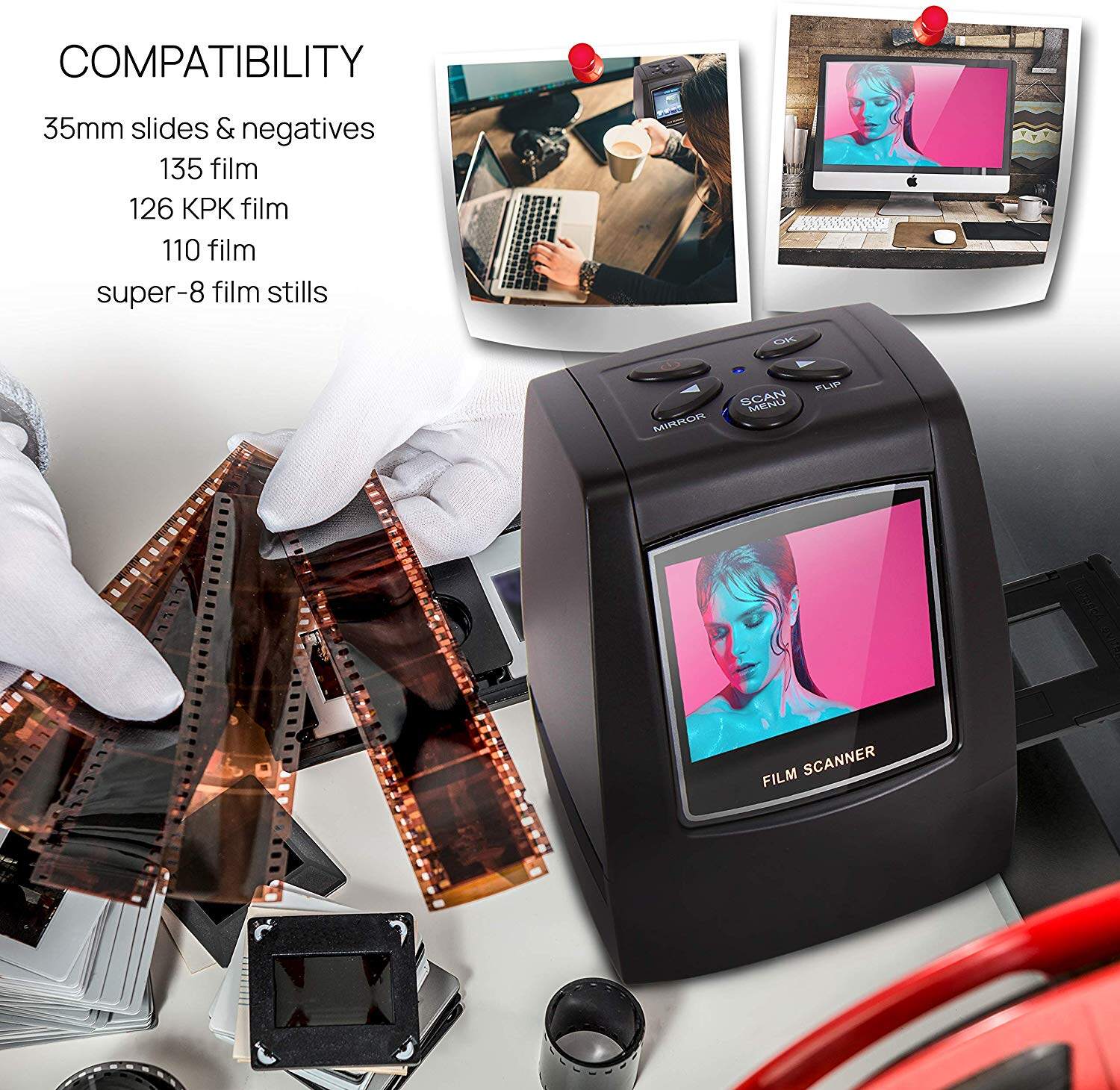 [🔥Limited time 🔥]2.4 inch LCD Screen 35mm Film Slide Scanner Photo Scan ...