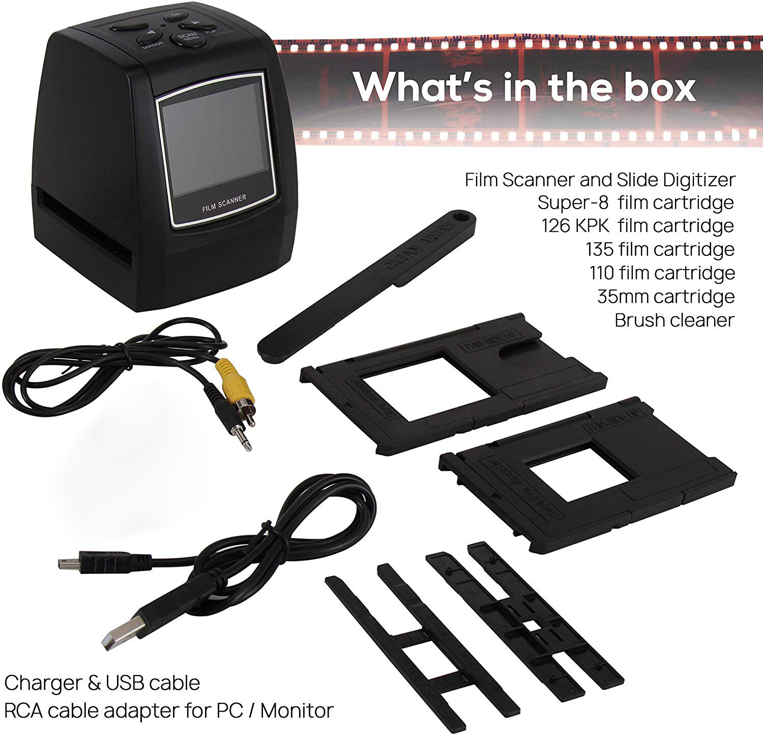 [🔥Limited time 🔥]2.4 inch LCD Screen 35mm Film Slide Scanner Photo Scan ...