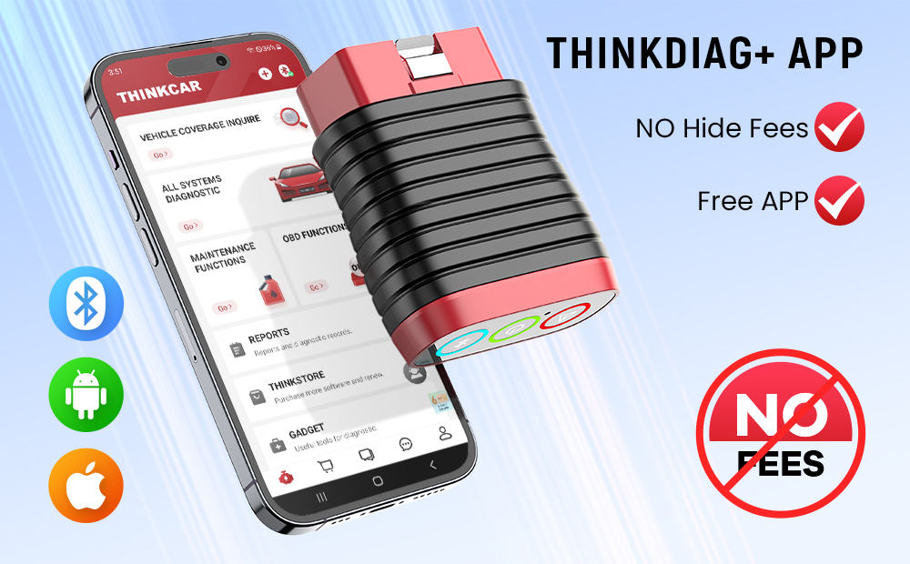 THINKCAR BD6 Bluetooth Scanner Car Diagnostic Tool OBD2 Scanner Full ...