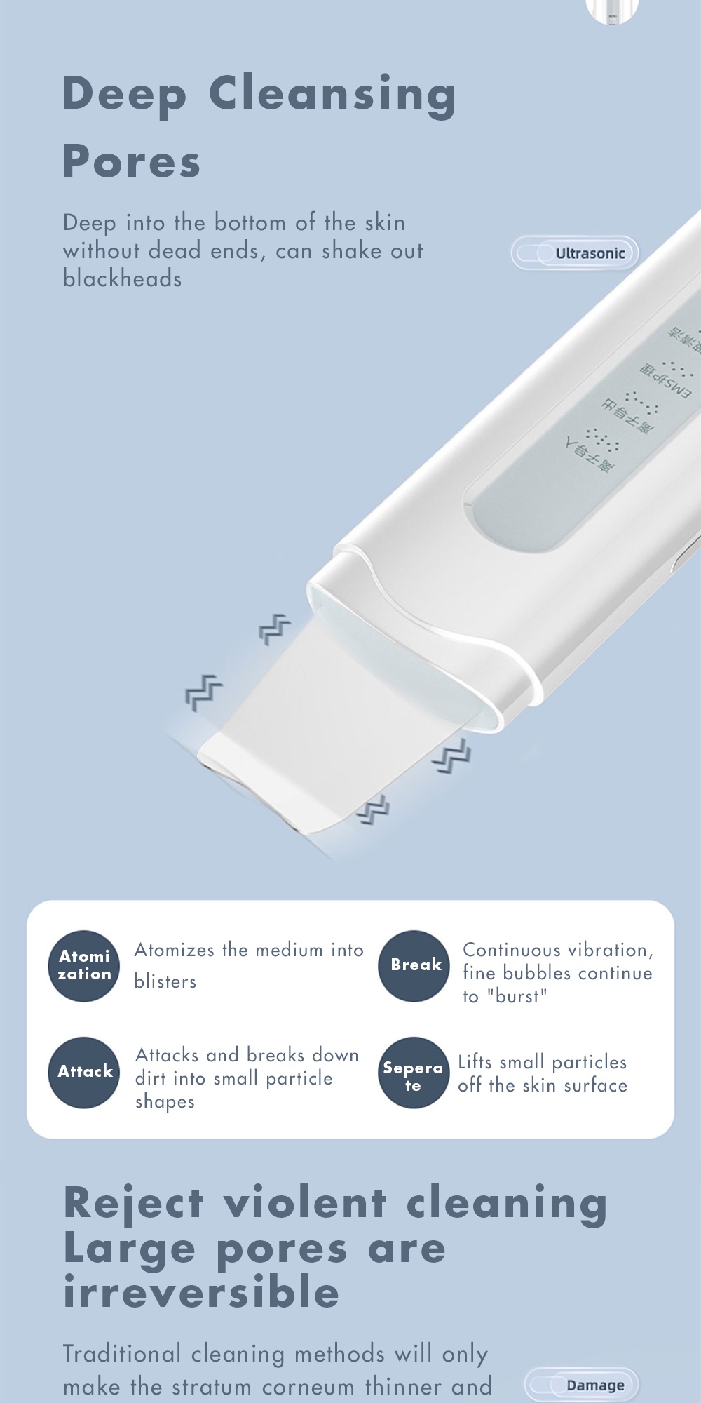 Hisoka ultrasonic skin Scraper Blackhead Remover Acne Remover Facial ...