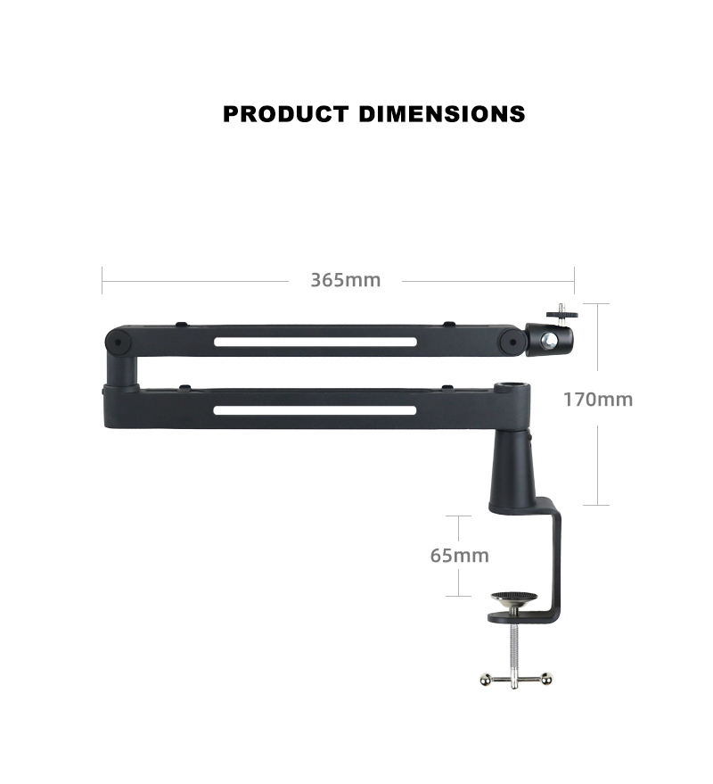 Low Profile Mic Arm, Stand Boom Arm Adjustable Microphone Desk with ...