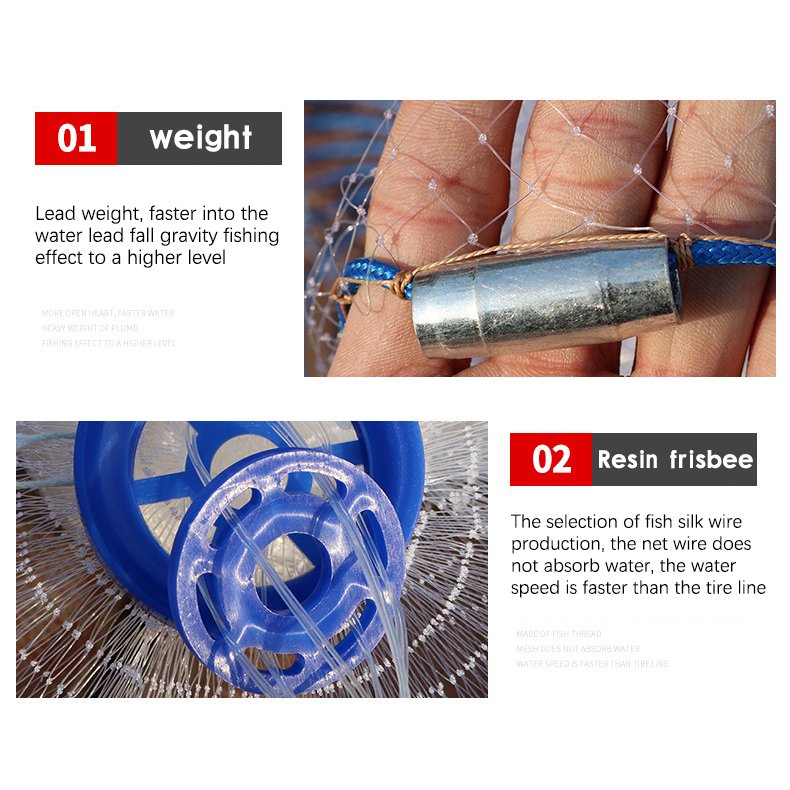 4/6/8/10kaki jala ikan Fishing Net Flydisc type Fishing Hand Cast Net ...