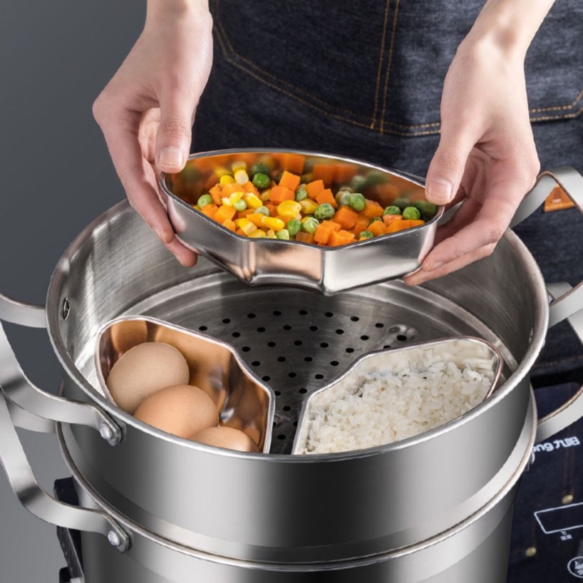 3pcs 304 stainless steel fan-shaped steaming tray rice cooker steaming ...
