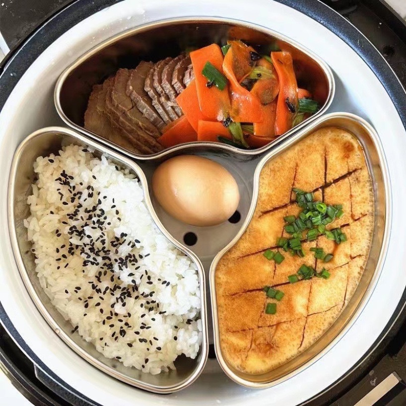 3pcs 304 stainless steel fan-shaped steaming tray rice cooker steaming ...