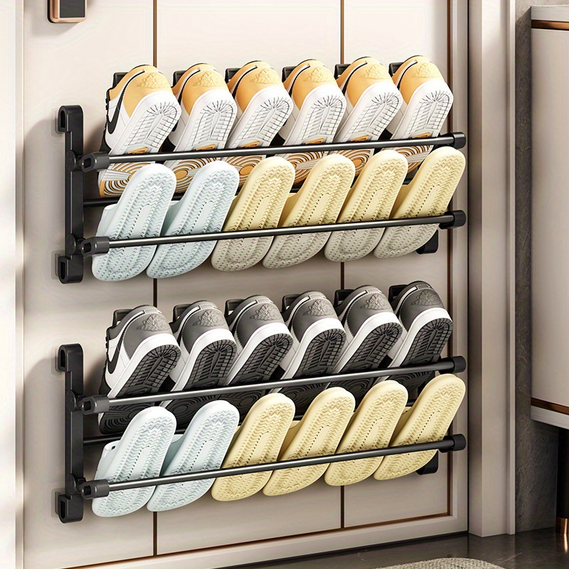 1PC perforated wall mounted small multi-layer slipper rack suitable for ...