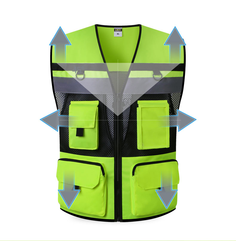Red Safety Vest Reflective Logo or Text Custom Hi Vis Vest with Pockets ...