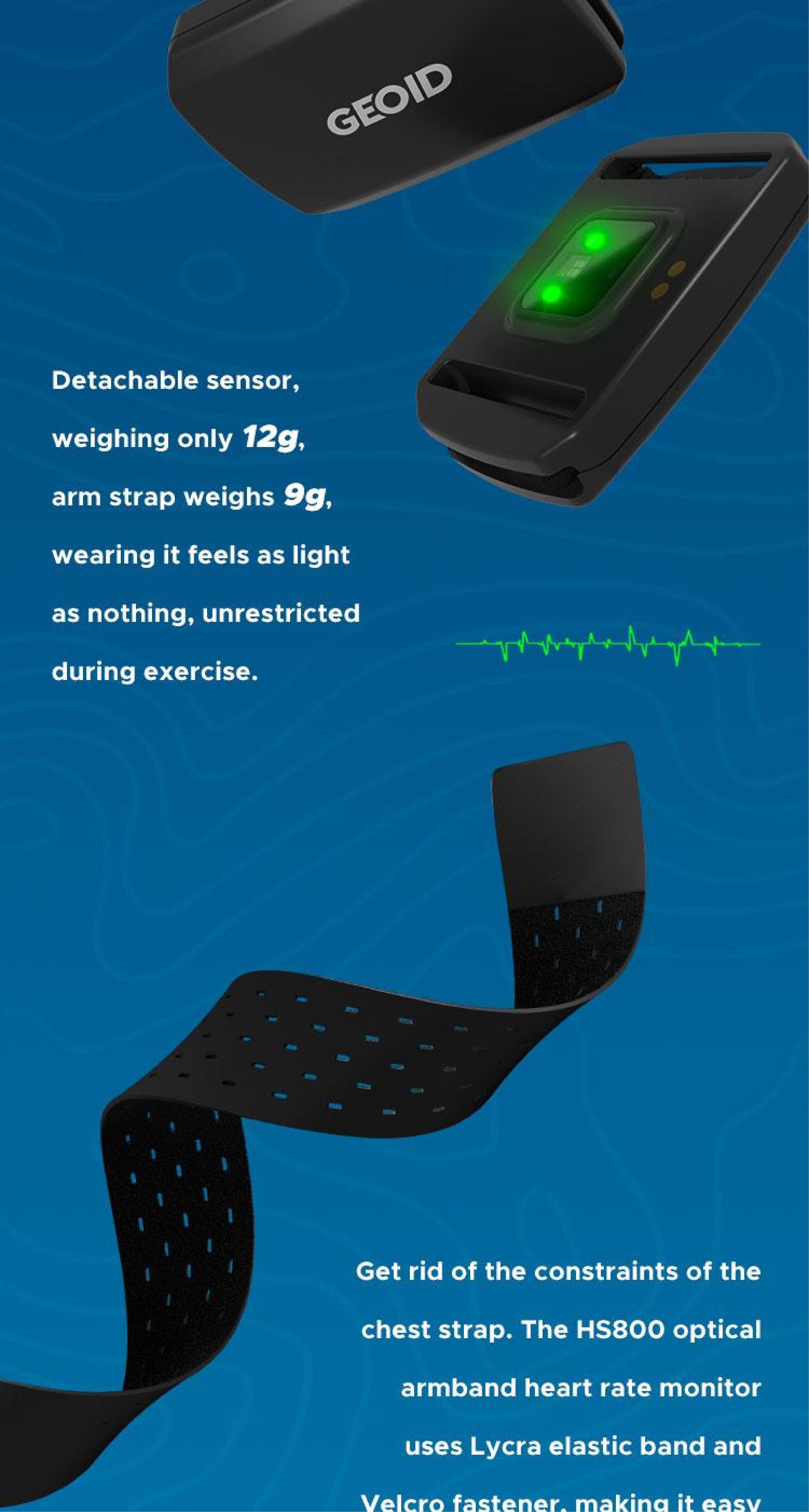 Geoid HS800 ARM Heart Rate Monitor Bluetooth ANT+ IP67 Waterproof ...