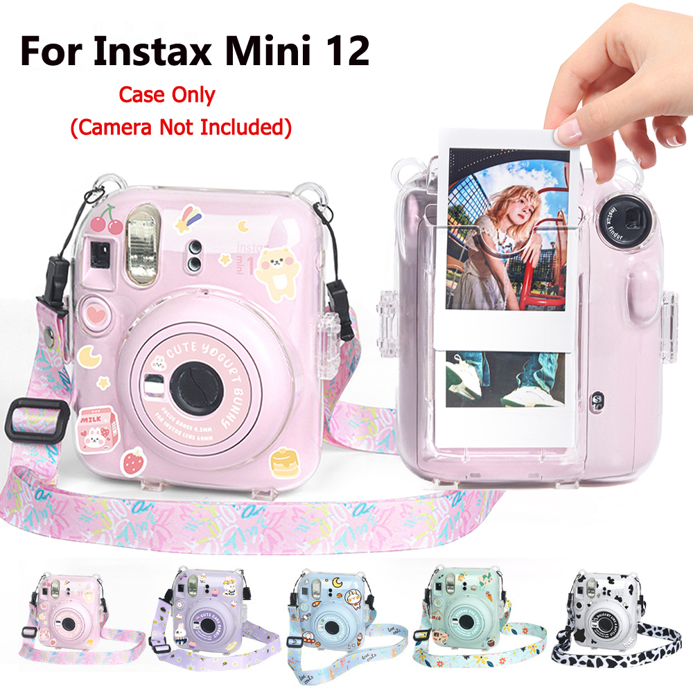 Transparent Hard Case For Fujifilm Instax Mini 12 Camera+Shoulder Strap ...