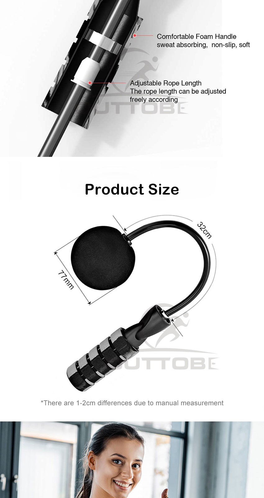 Outtobe Skipping Rope 無繩 跳繩 Jumping Rope Rope-less Cordless Jump Rope ...