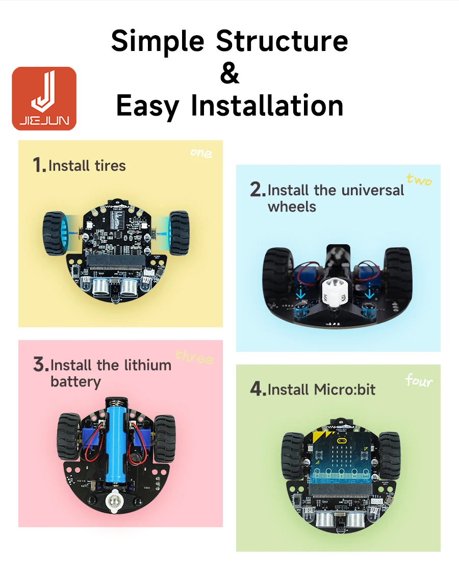 Microbit V2 Mini Smart Robot Car Kit Line-tracking Obstacle Avoidance Support Python Programming ...