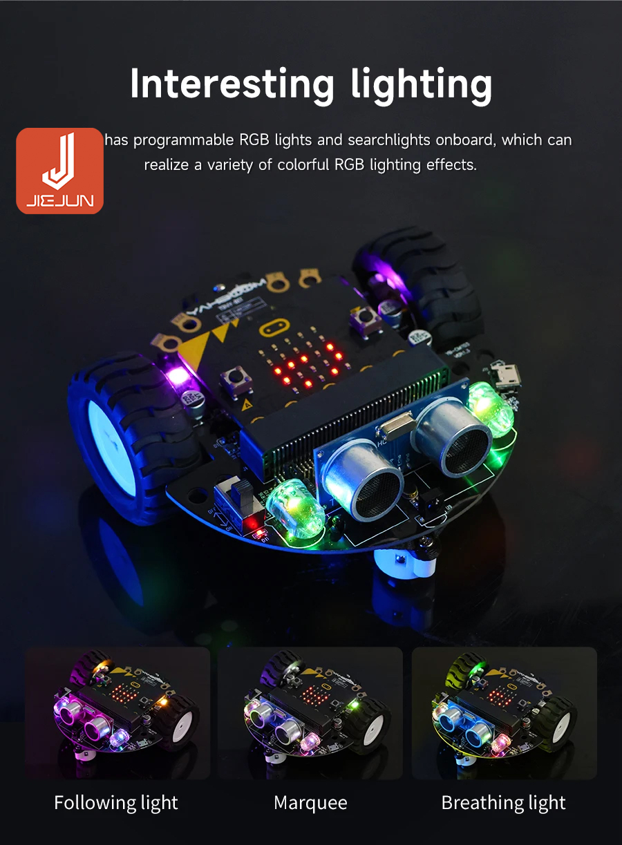 Microbit V2 Mini Smart Robot Car Kit Line-tracking Obstacle Avoidance Support Python Programming ...