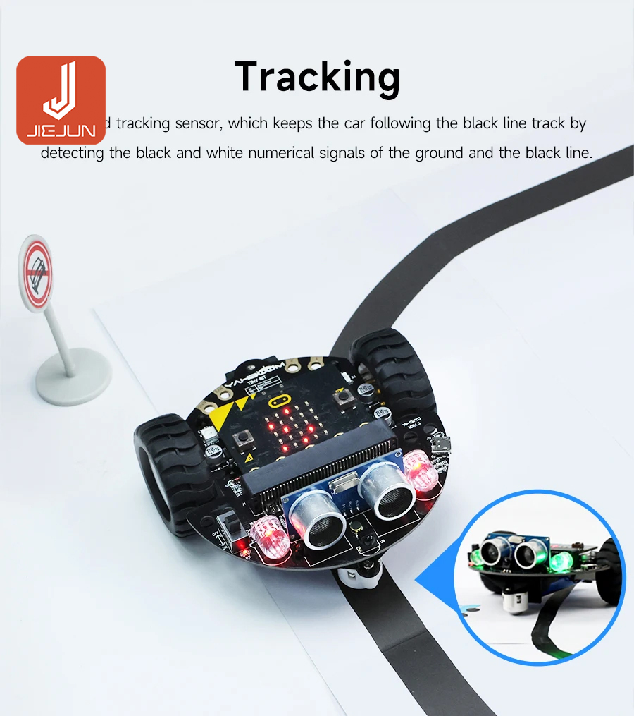 Microbit V2 Mini Smart Robot Car Kit Line-tracking Obstacle Avoidance Support Python Programming ...