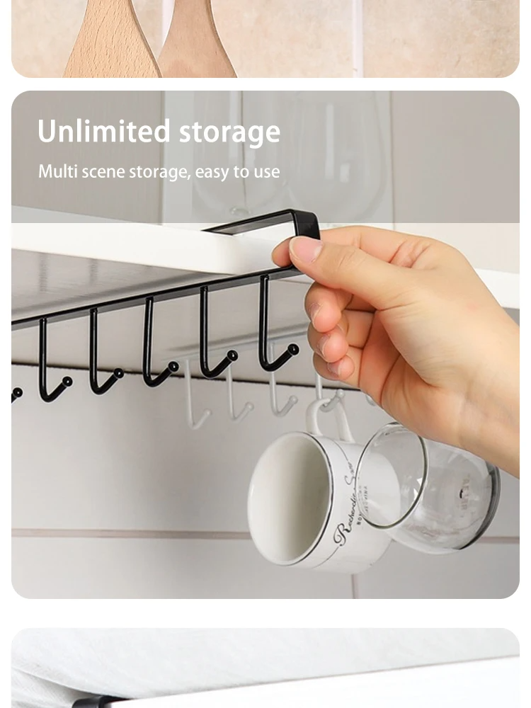 1pc 6 Hooks Coffee Mug Cup Holder Multi-Purpose Hook Rack Multi ...