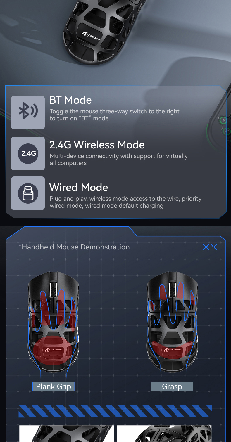 Attack Shark R3 Magnesium alloy mouse lightweight 46g 8KHz PAW3395 ...