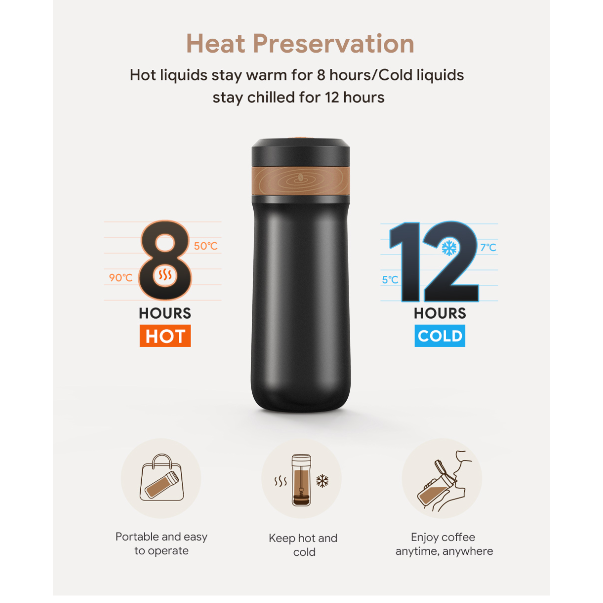 【i Cafilas】[FK11] Portable French Press Coffee Maker With Unique Filter ...