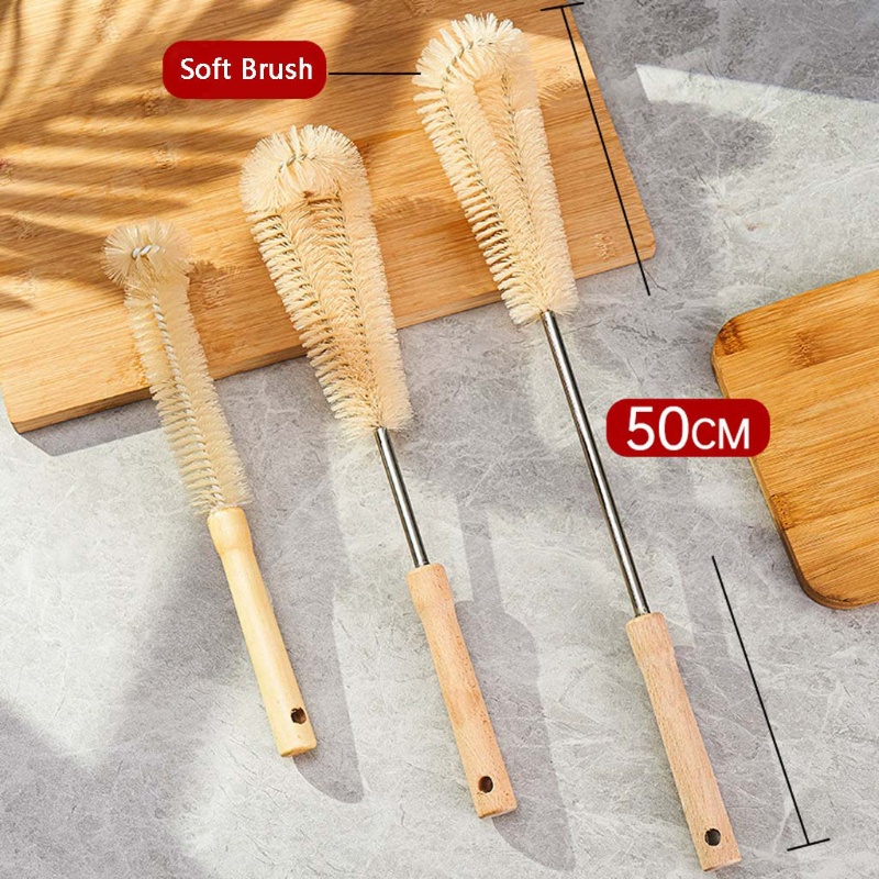 Wooden Long Handle Cup Brush No Dead Corner L-shaped Brushes Baby Milk ...