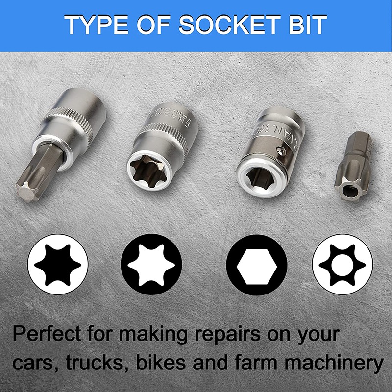 34pcs E Type Torx Star Bits Socket Set Repair Hand Tool Kit CRV Drive ...